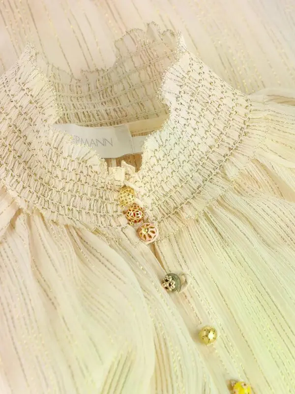 Zimmermann Aster Metallic Stripe Shirt - Neutrals