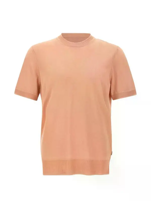 BOSS L-nottano Silk V-neck Short Sleeve Sweater - Orange