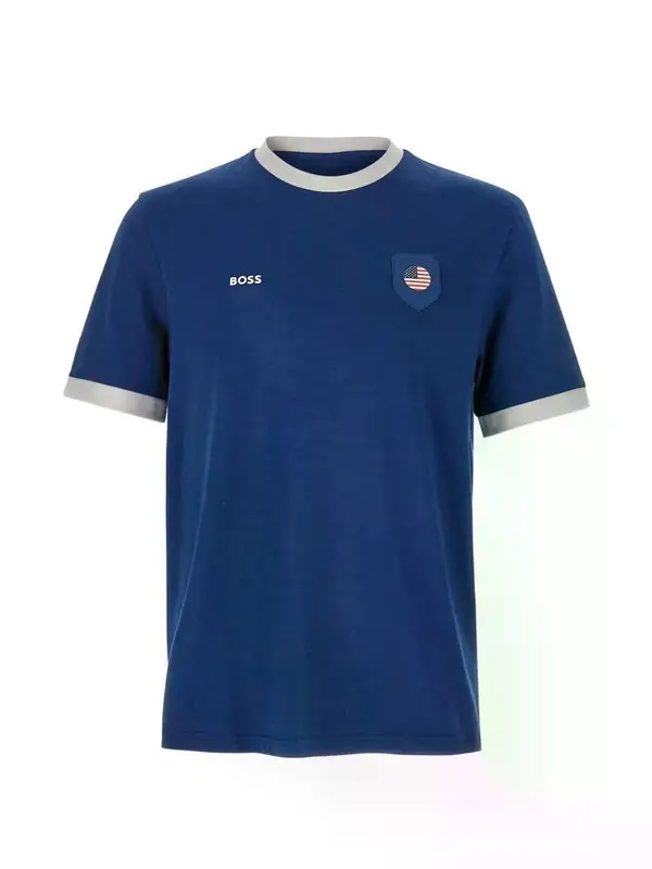 BOSS Stretch-cotton T-shirt With Country Flag And Logo