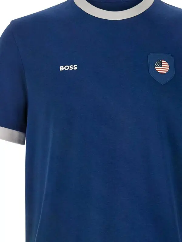 BOSS Stretch-cotton T-shirt With Country Flag And Logo