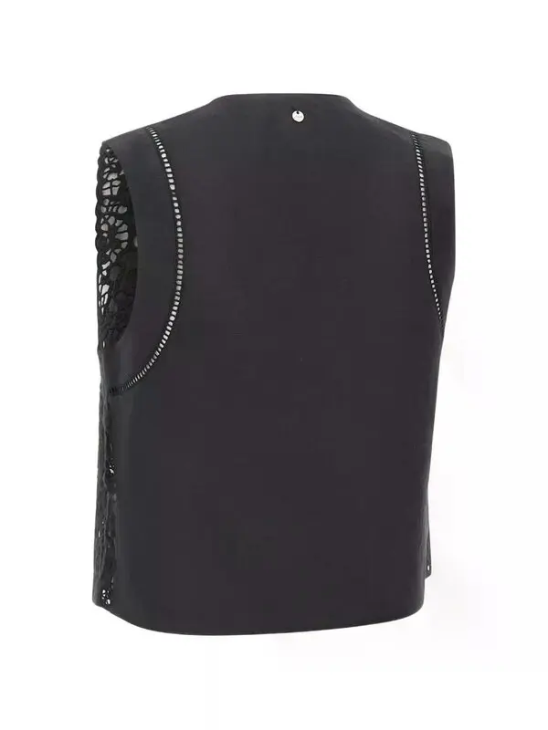 BOSS Embroidered Tie-fastening Top - Black