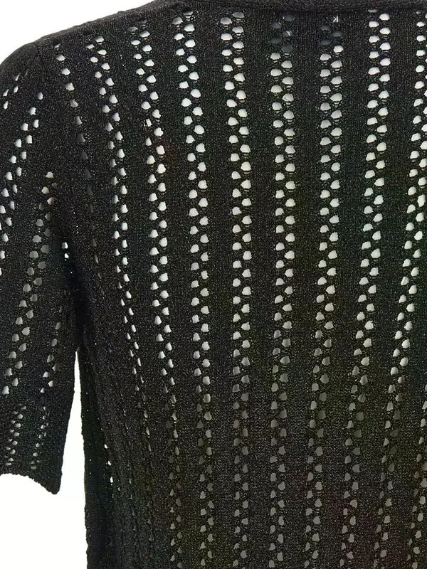 KAOS Openwork Knit Cropped Cardigan - Black
