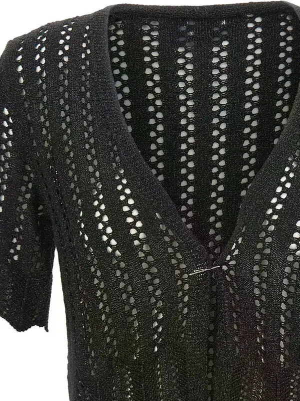 KAOS Openwork Knit Cropped Cardigan - Black