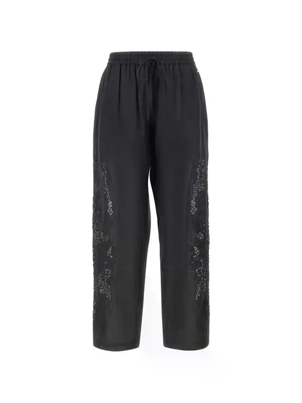 BOSS Trika Embroidered Ramie Trousers - Black