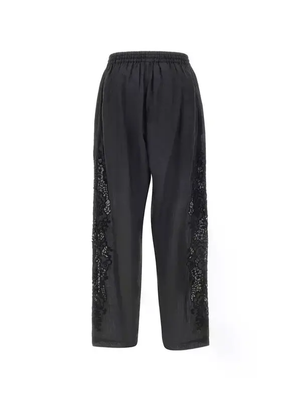 BOSS Trika Embroidered Ramie Trousers - Black