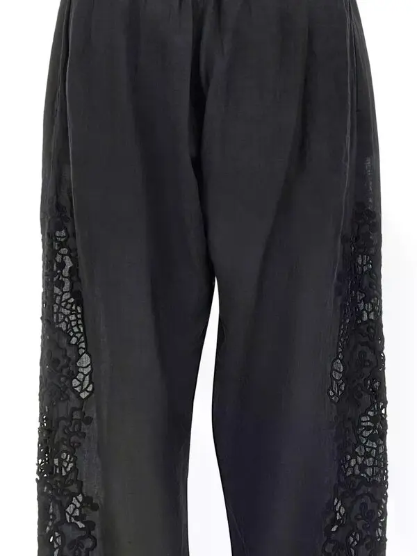 BOSS Trika Embroidered Ramie Trousers - Black