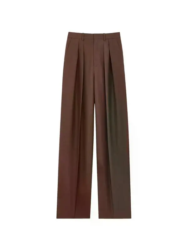 Saint Laurent Pleated Wide-leg Trousers - Brown
