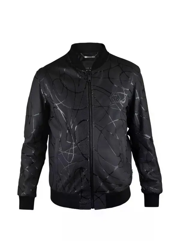 Philipp Plein Python-effect Leather Bomber Jacket