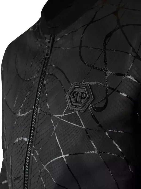 Philipp Plein Python-effect Leather Bomber Jacket