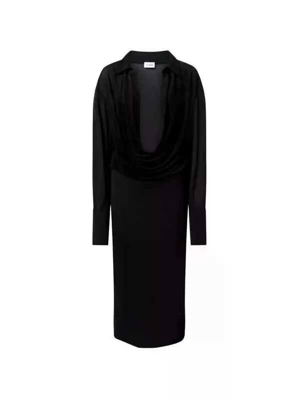 Andamane Lilia Draped Neck Midi Dress - Black