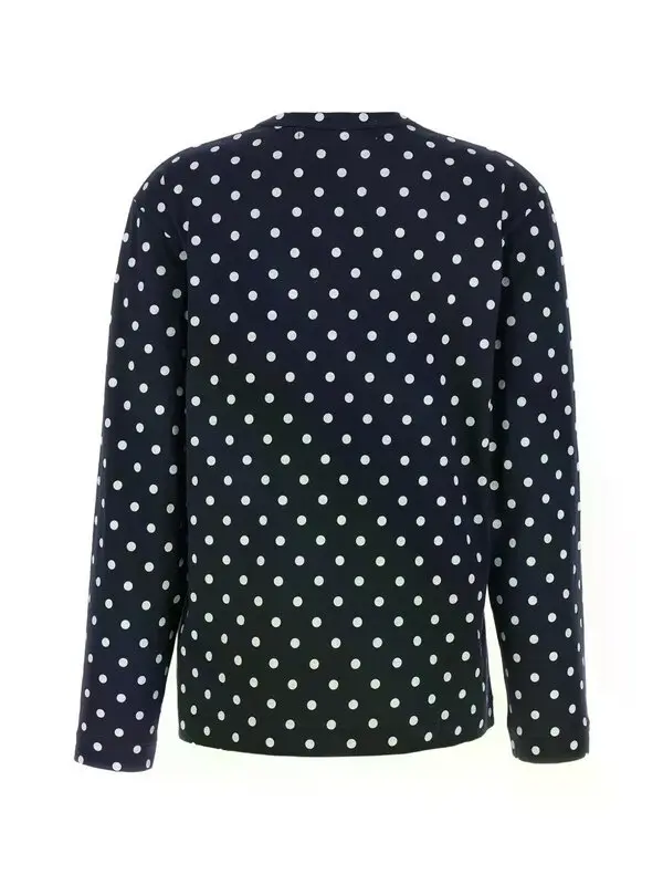 Play Comme Des Garcon Polka Dot Heart Patch Long Sleeve T-shirt - Blue