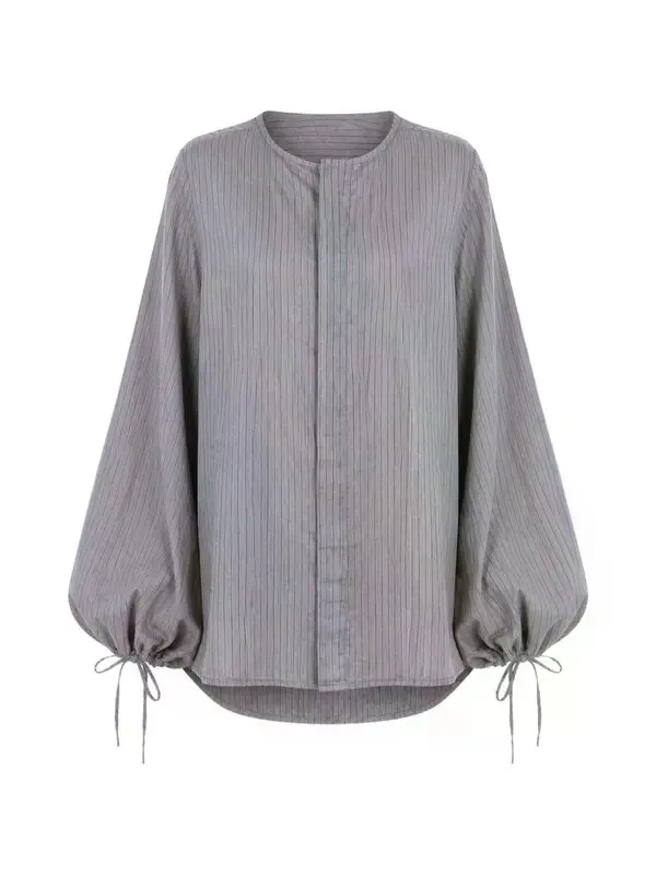 ROBERTO COLLINA Pinstripe Puff Sleeve Cotton Blouse