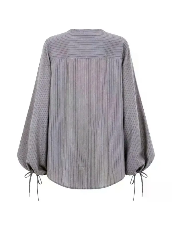 ROBERTO COLLINA Pinstripe Puff Sleeve Cotton Blouse