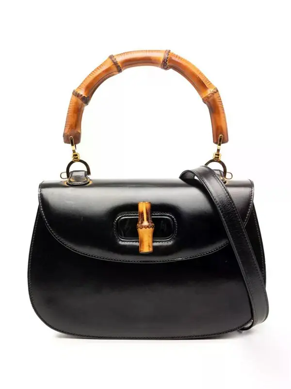 Gucci Calfskin Bamboo Night Satchel - Black