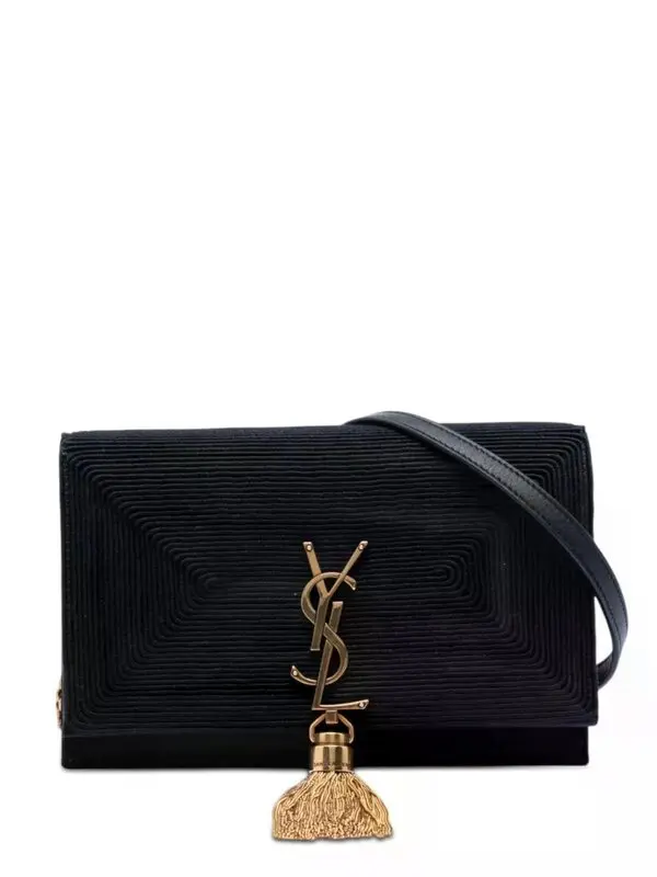 Saint Laurent Embroidered Monogram Kate Tassel Wallet On Chain Bag - Black