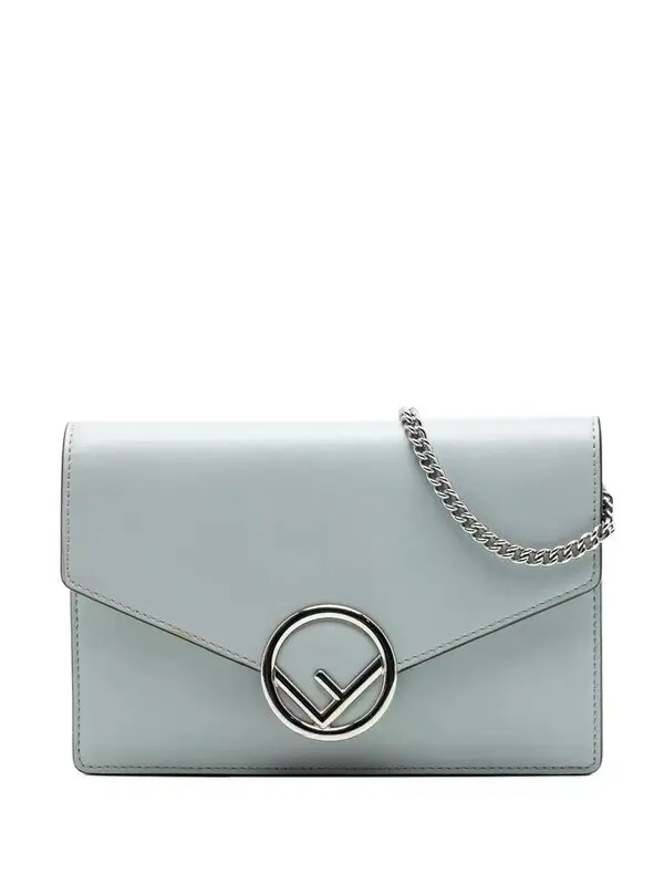 Fendi 2010-2026 Leather F Is Envelope Wallet On Chain Crossbody Bag - Grey
