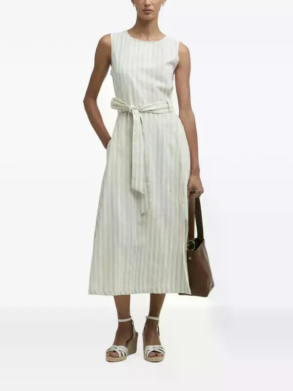 Barbour Stripe Pattern Belted A-line Dress