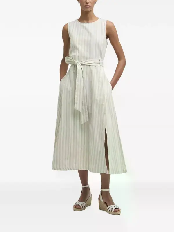 Barbour Stripe Pattern Belted A-line Dress