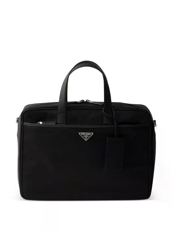 Prada Re-nylon And Saffiano Leather Work Bag - Black