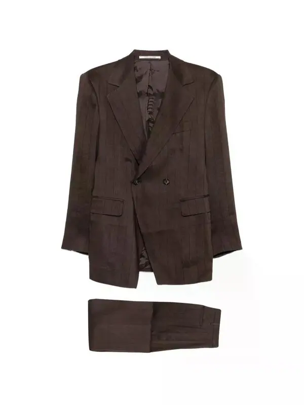 Tagliatore Pinstripe Double-breasted Suit - Brown