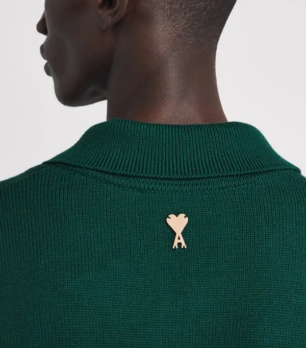AMI Paris Wool-cotton Boxy Polo Sweater