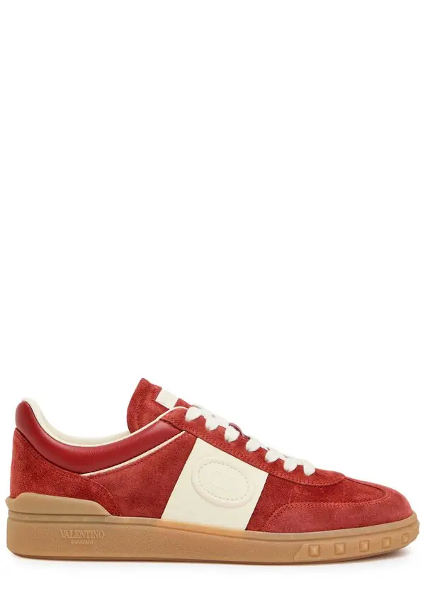 Valentino Garavani Suede Paneled Sneakers - Red