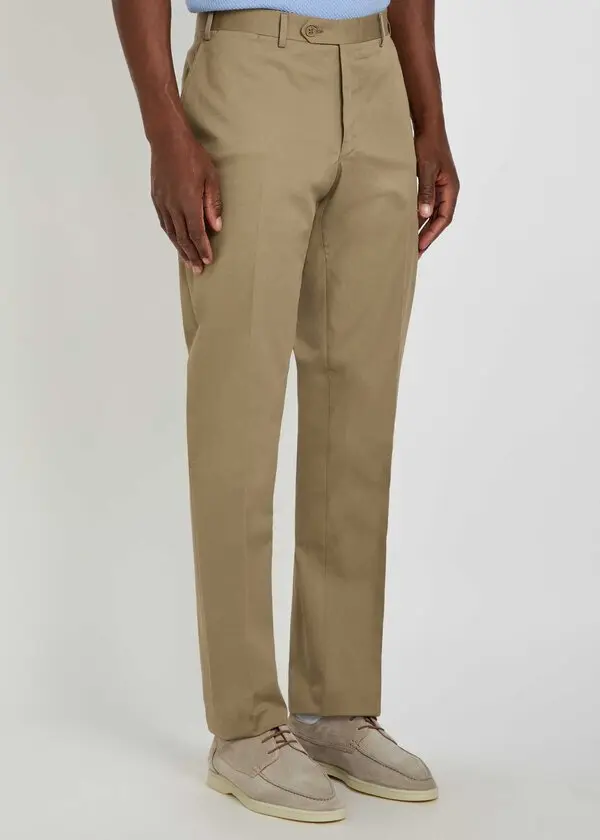Canali Tapered-leg Stretch-cotton Poplin Trousers