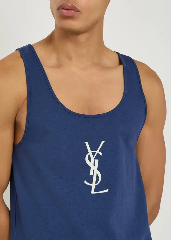 Saint Laurent Embroidered Logo Cotton Vest