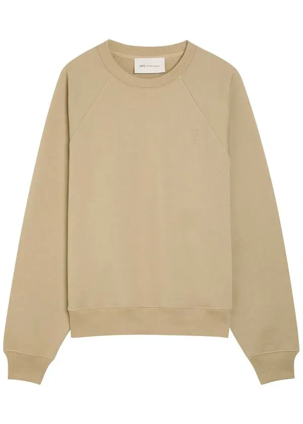 AMI Paris Logo Cotton Sweatshirt - Beige