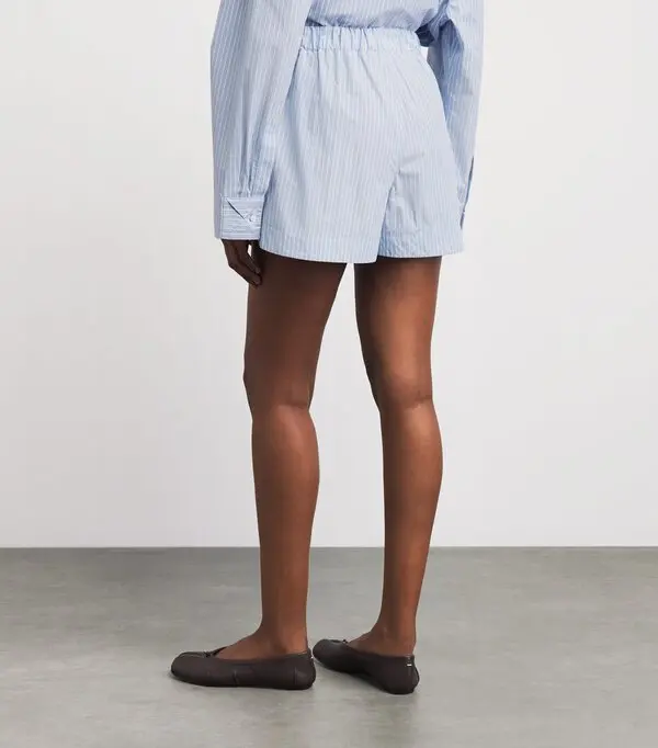 Nanushka Pinstriped Cotton Boxer Shorts - Blue
