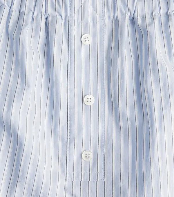 Nanushka Pinstriped Cotton Boxer Shorts - Blue