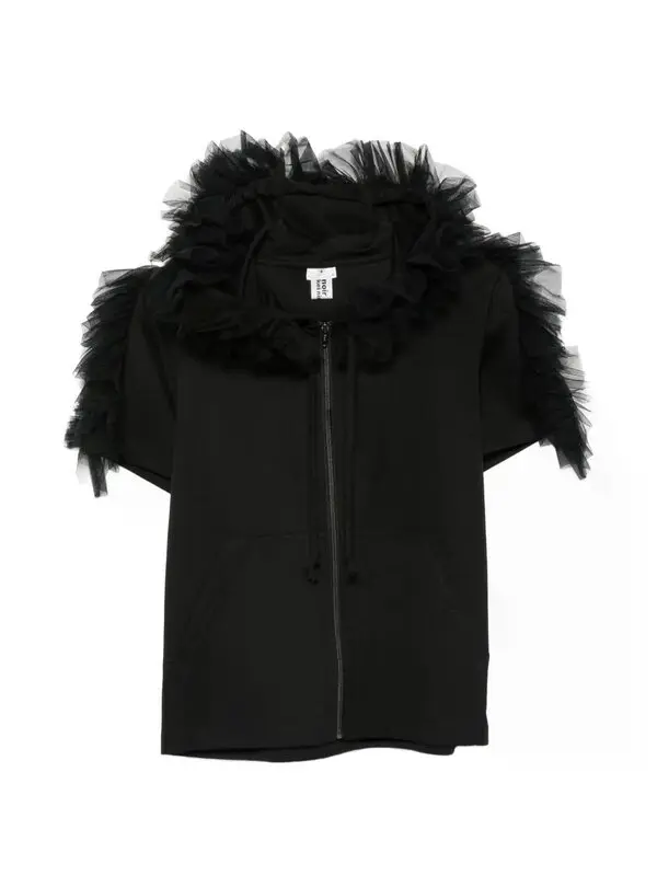 Noir Kei Ninomiya Ruffled Tulle Trimmed Hoodie