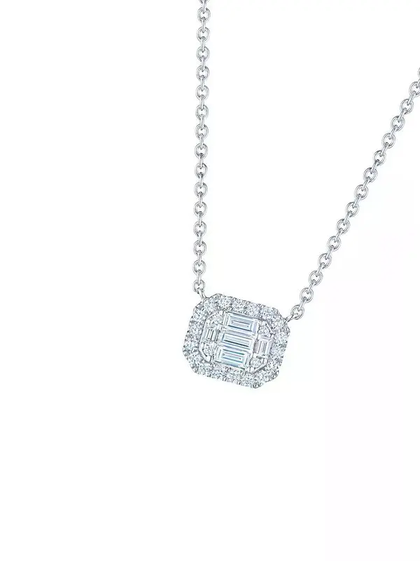 Kwiat 18kt White Gold Emerald Cut Diamond Sunburst Pendant