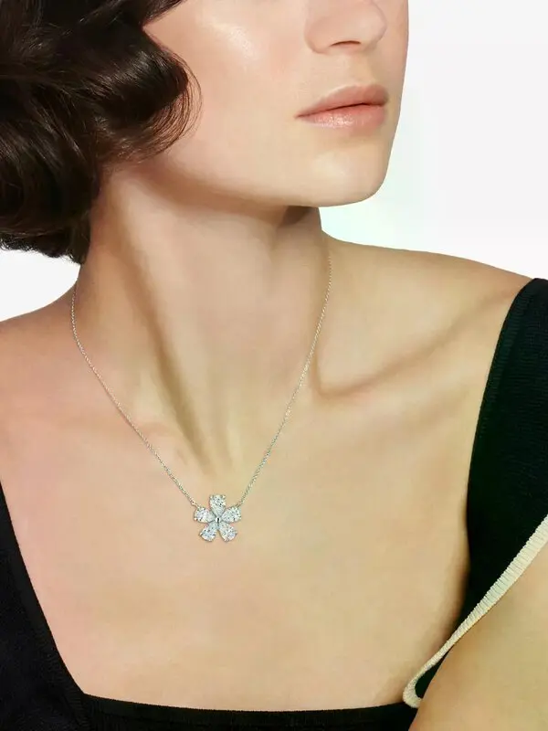 Kwiat Platinum And Diamond Floral Pendant Necklace - Silver