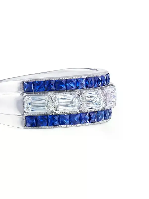 Kwiat Ashoka Sapphire East-west Partway Band Ring - Silver