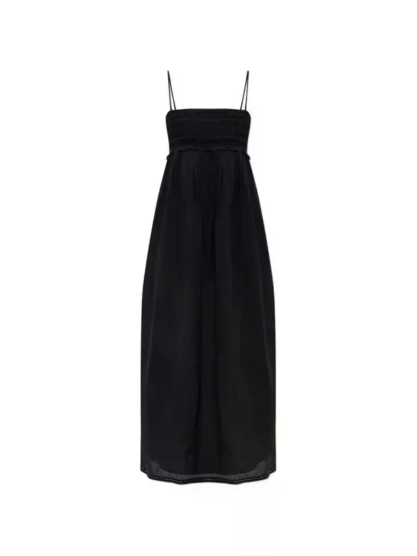 Posse Danielle Embroidered Ruffled Cotton Midi Dress - Black