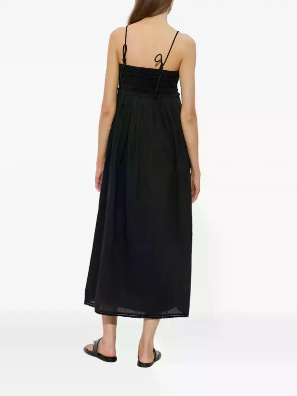 Posse Danielle Embroidered Ruffled Cotton Midi Dress - Black