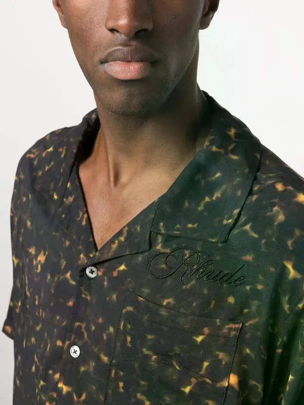 Rhude Abstract-print Logo-embroidered Shirt