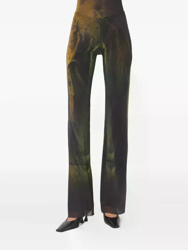 JEAN PAUL GAULTIER Water Graphic-print Trousers - Green
