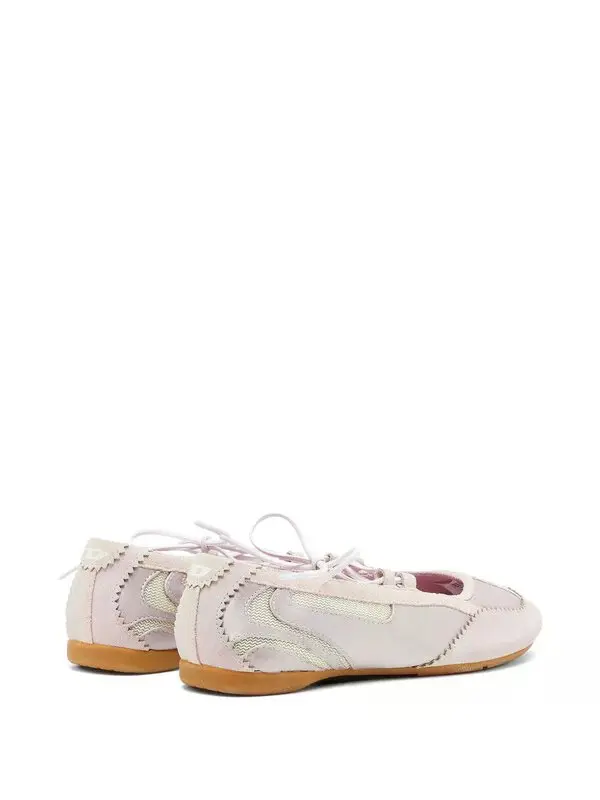 DIESEL® D-mile Lace-up Ballerina Flats In Leather And Mesh - Pink