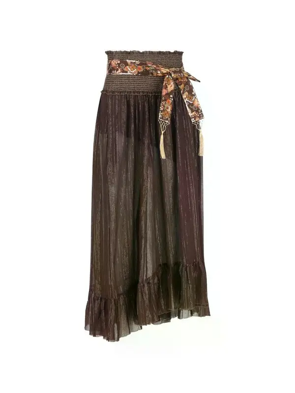 Zimmermann Aster Ruffled Asymmetric Midi Skirt