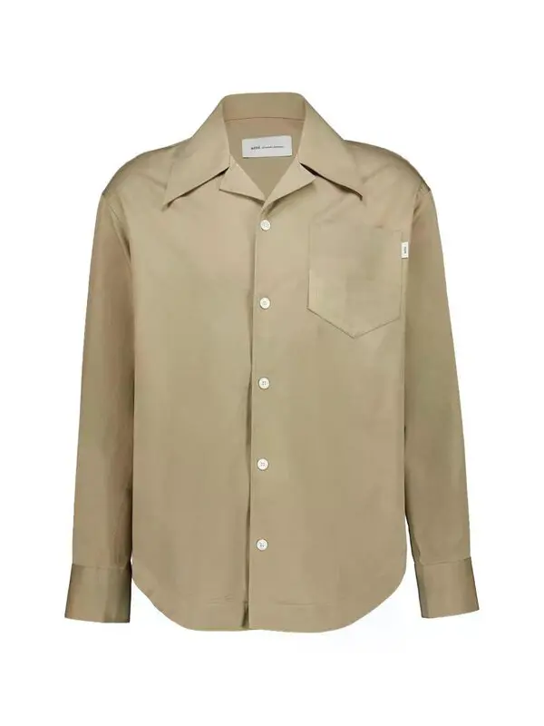AMI Paris Cotton Camp Collar Shirt - Neutrals
