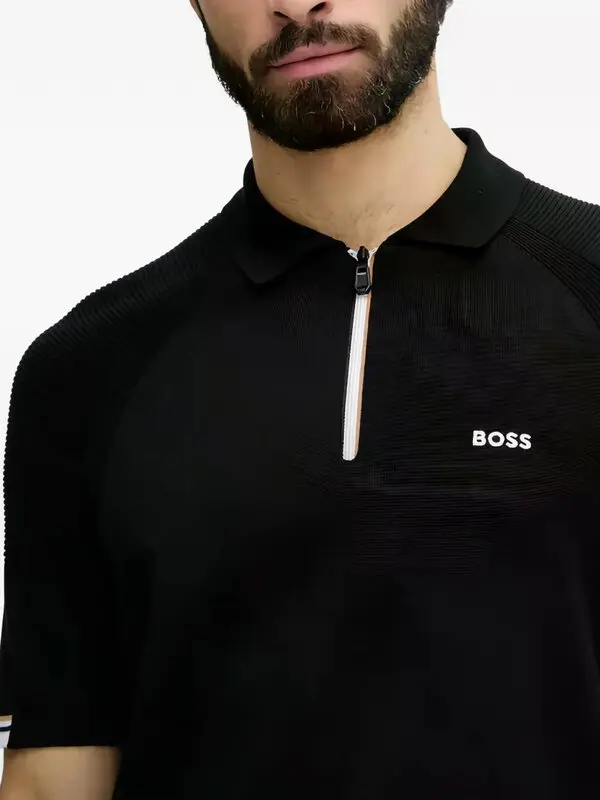 BOSS Zip-fastening Raglan-sleeve Polo Shirt