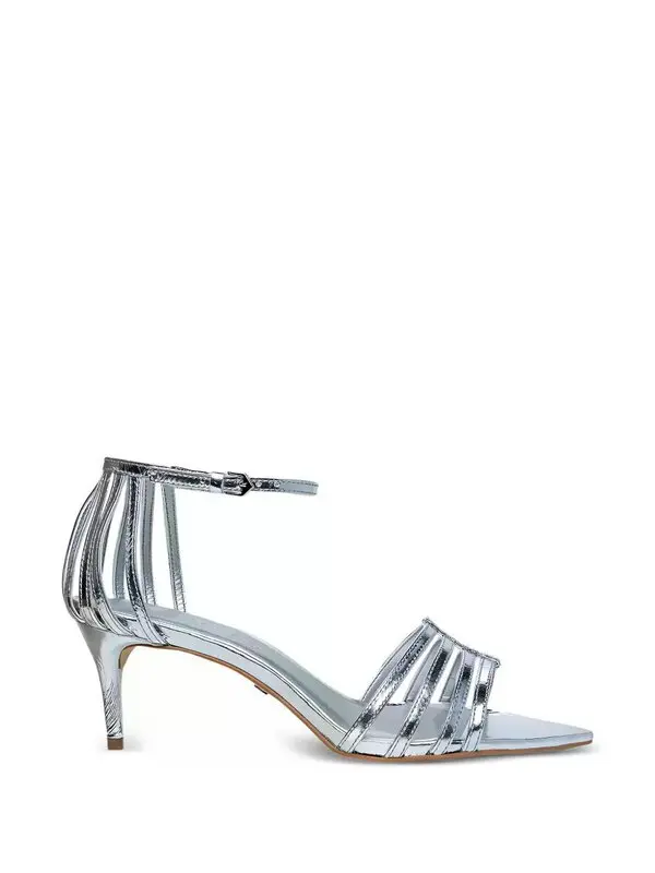 ANDREA CARRANO Metallic Effect Cage-strap Heeled Sandals - Silver