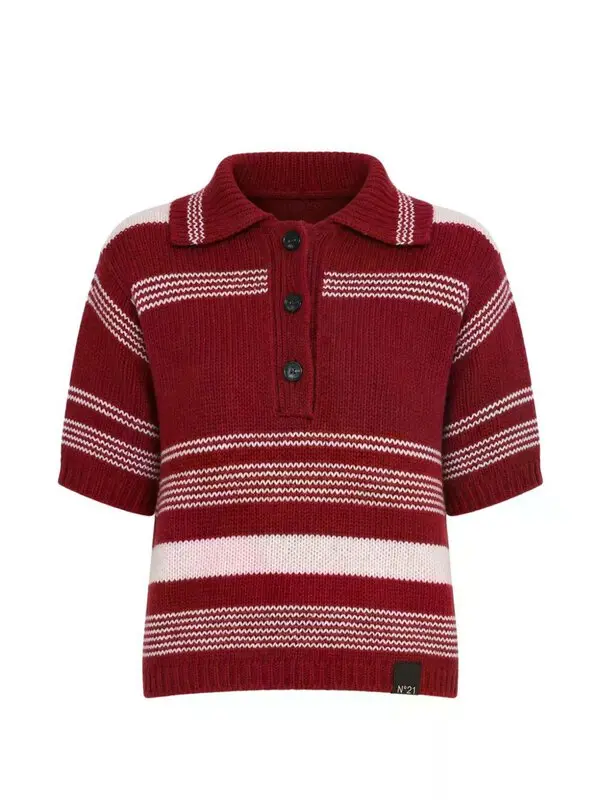 N°21 Striped Short-sleeve Knit Polo