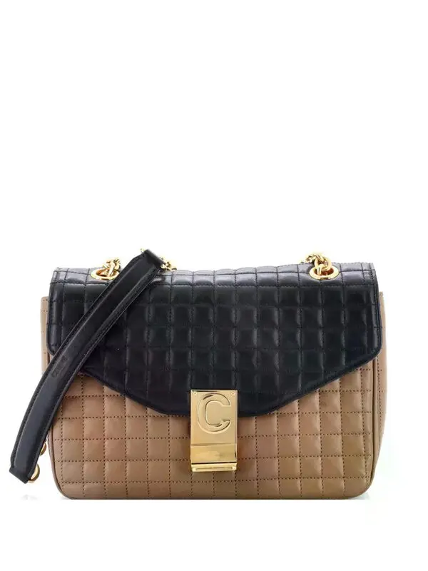 Celine Quilted Leather Medium Shoulder Bag With Gold Tone Hardware