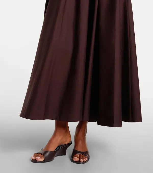 Staud Milano Pleated Cotton-blend Maxi Skirt