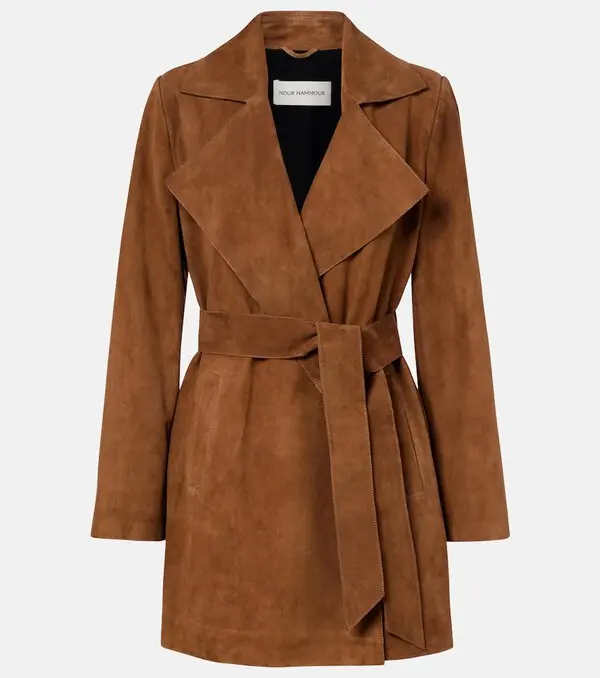 Nour Hammour Kerry Suede Coat - Brown