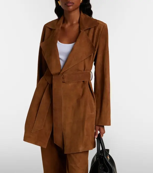 Nour Hammour Kerry Suede Coat - Brown