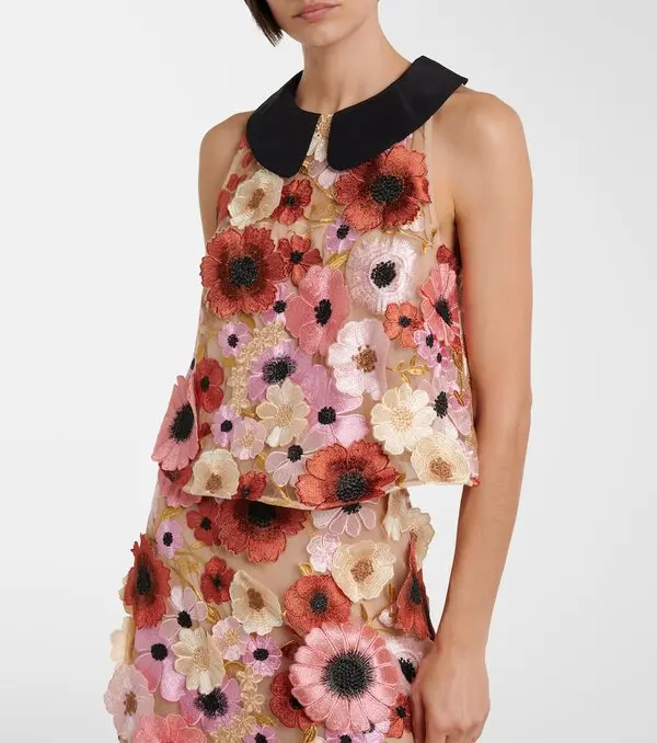Dorothee Schumacher Blooming Meadow Silk-trimmed Top - Multicoloured